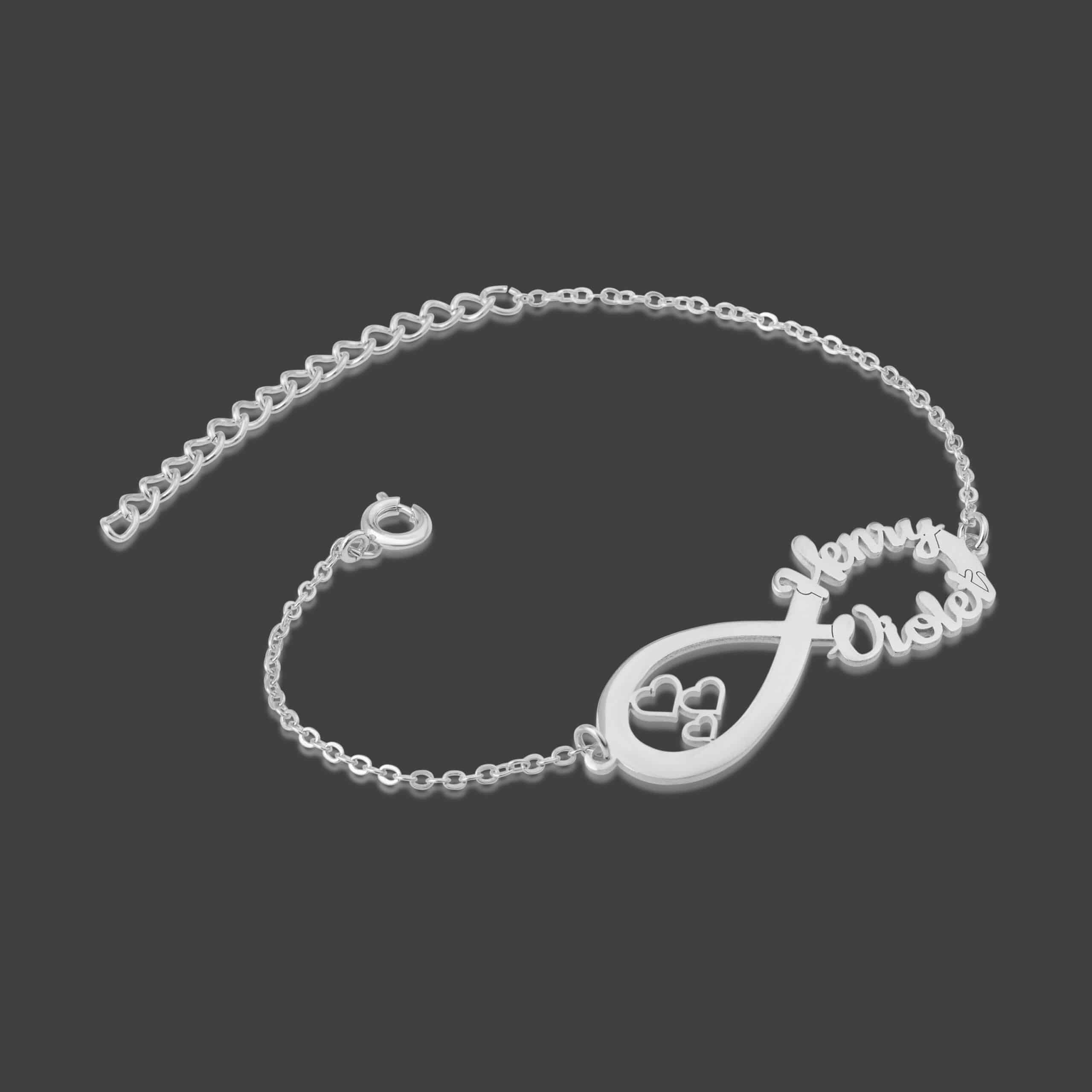 Infinity Bracelet With Names&Hearts – Bel Wholesale Custom Jewelry
